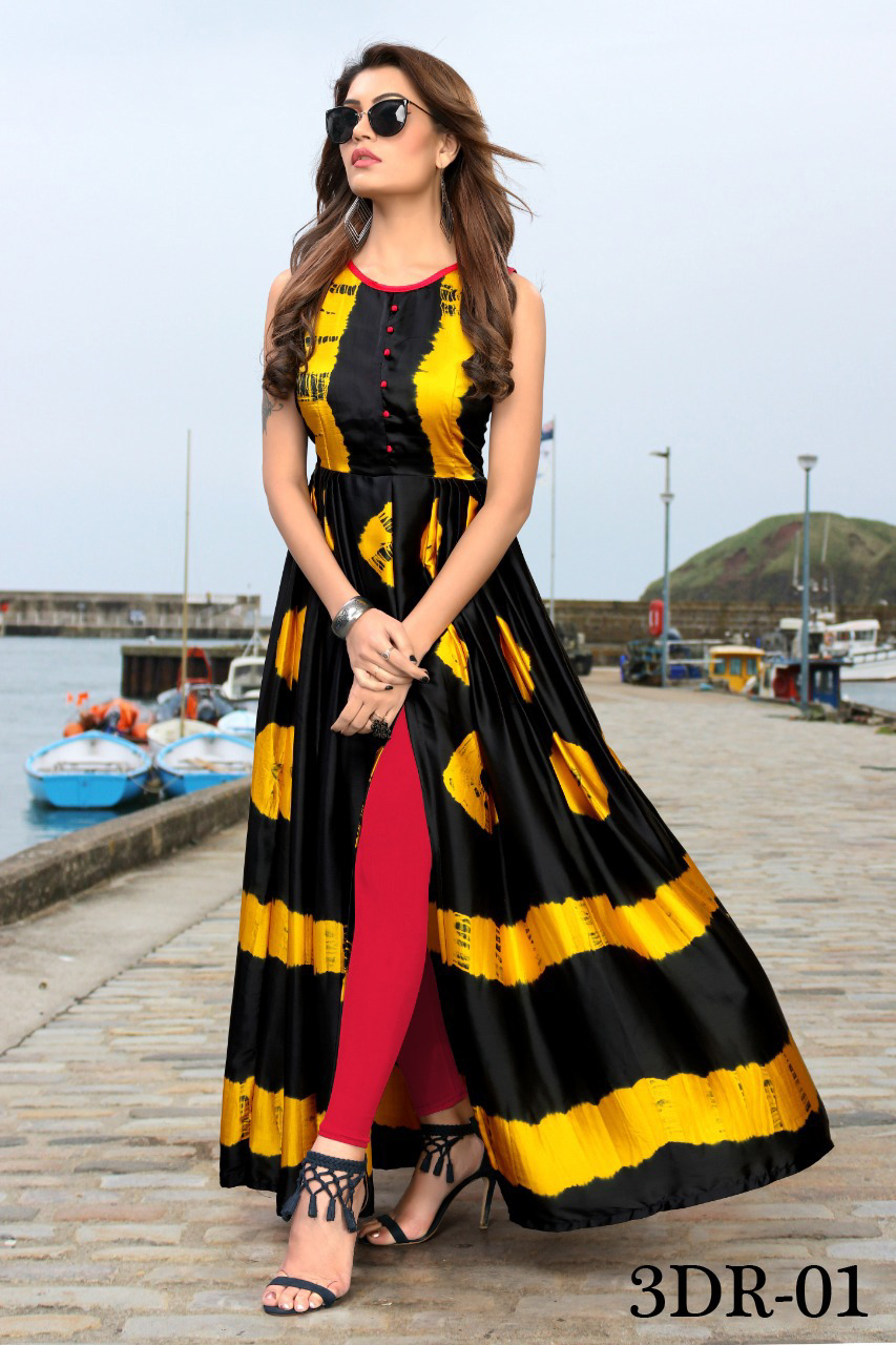 Japan satin front slit kurti with digital print - Shop online women ...